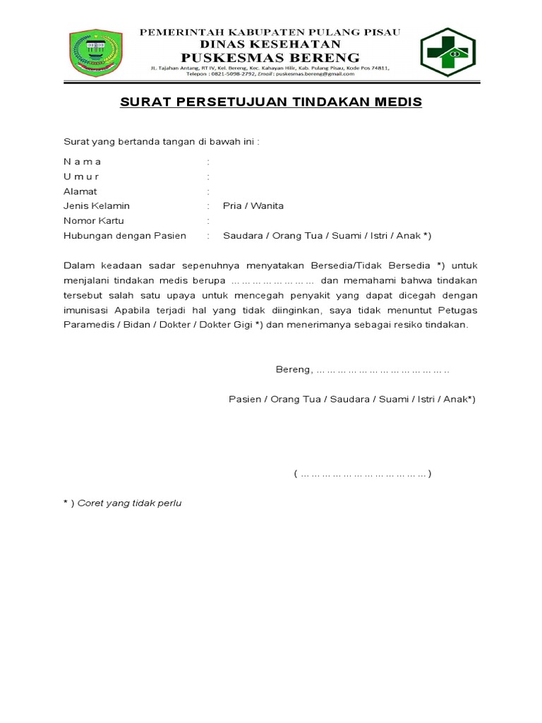 Surat Persetujuan Tindakan Medis | PDF