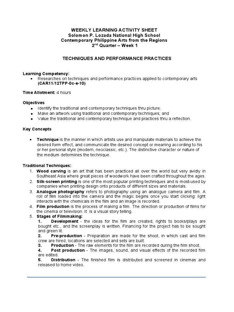 Contemporary Philippine Arts From The Region - Grade 12 - Q2 - Week1 ...