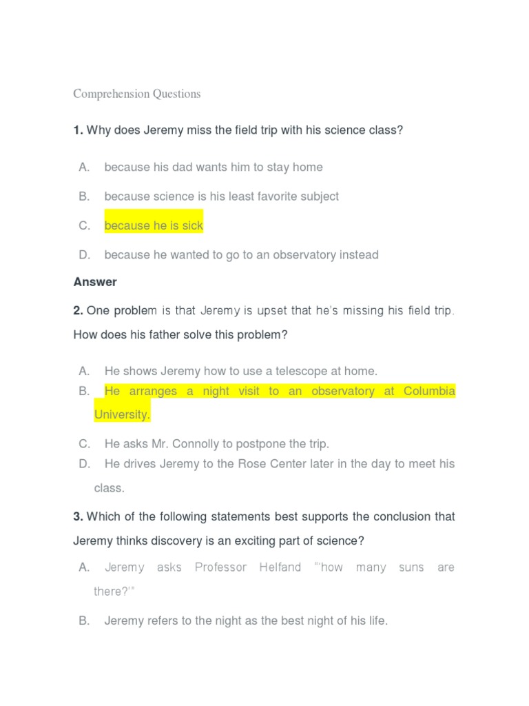 Field Trip - Reading Discussion | PDF | Galaxy | Science