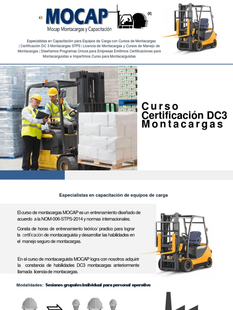 Curso Certificación DC3 Montacargas | PDF | Máquina elevadora | Evaluación