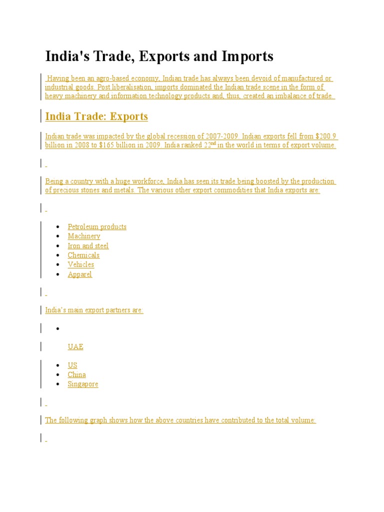 India Exports and Imports | PDF | Balance Of Payments | Doha ...