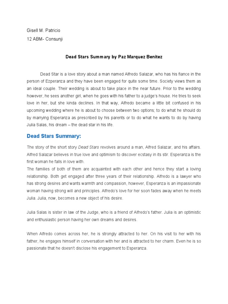 Dead Stars Summary by Paz Marquez Benitez | PDF | Engagement | Optimism