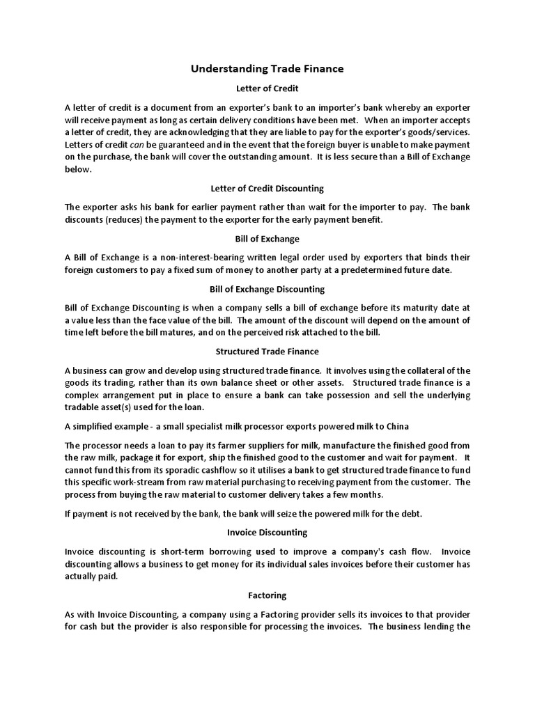 Understanding Trade Finance Letter of Credit | PDF | Factoring (Finance ...