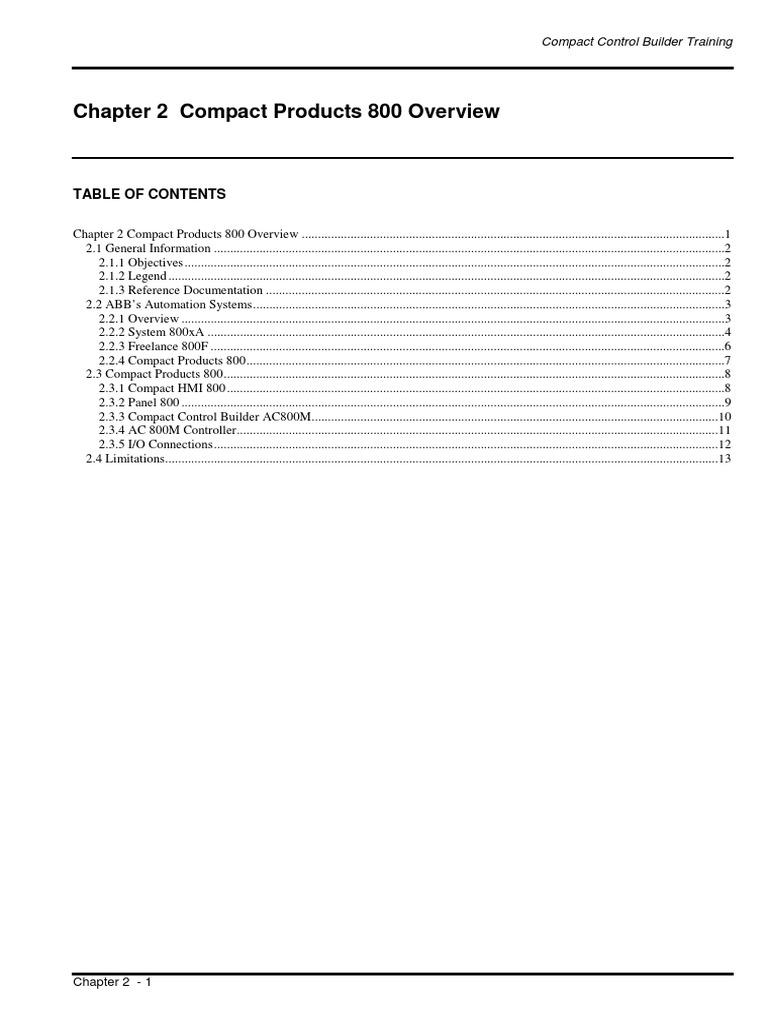 Chapter 2 Compact Products 800 Overview: Compact Control Builder ...