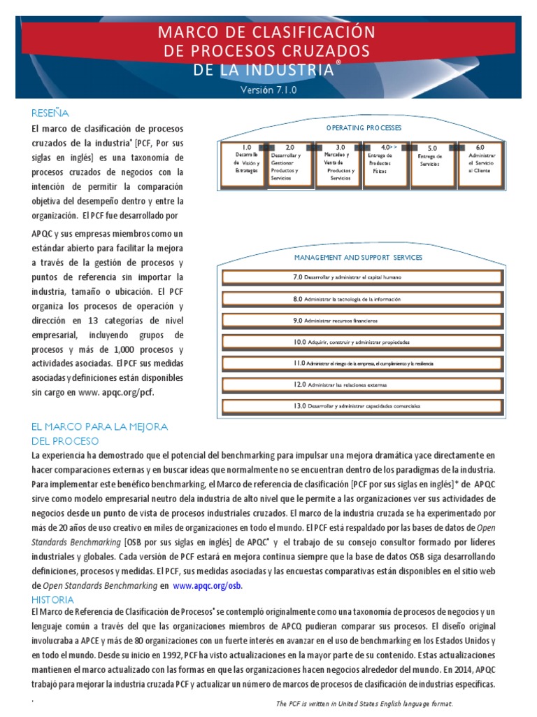 Process Framework Español Parte I - PCF 7.1.0 | PDF | Benchmarking ...
