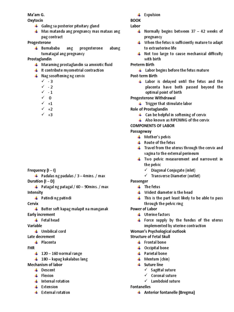 Labor and Delivery Notes | PDF | Childbirth | Uterus