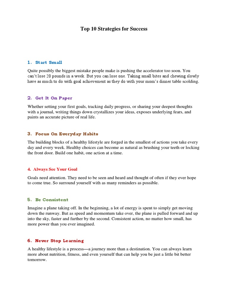 10 Strategies For Success | PDF