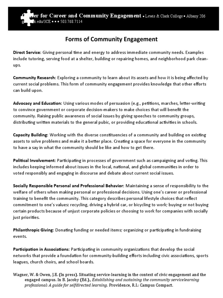 Forms of Community Engagement | PDF | Community | Civic Engagement
