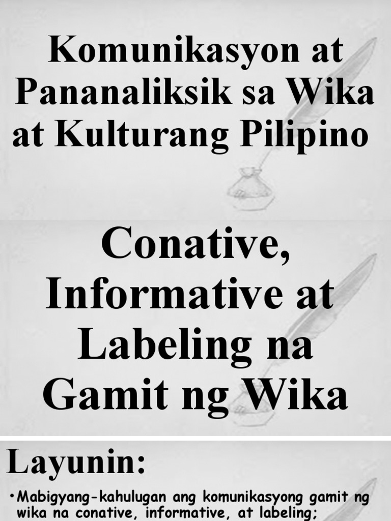 Conative, Informative at Labeling Na Gamit NG Wika | PDF