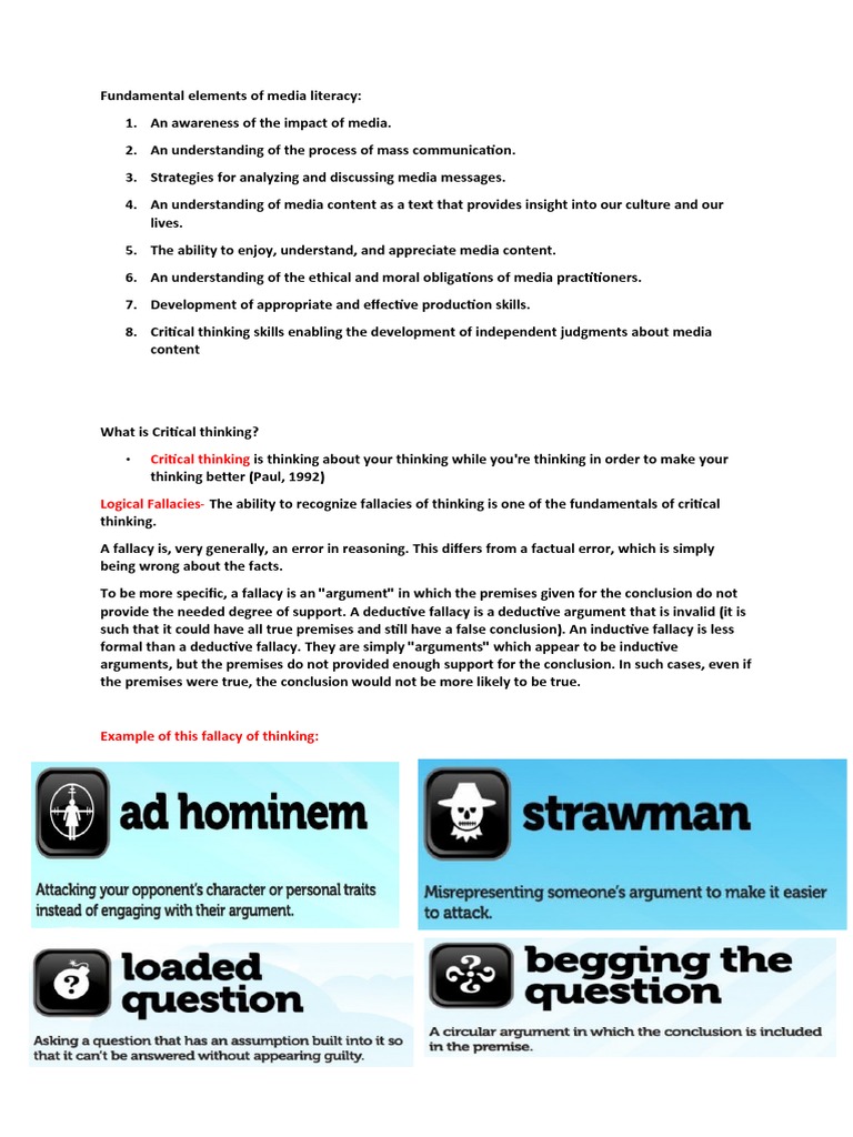 Fundamental Elements of Media Literacy | PDF