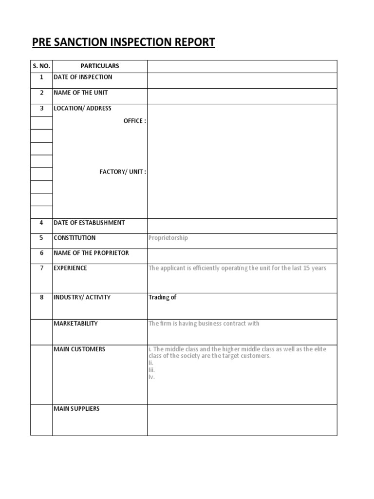 Pre Sanction Inspection SME | PDF | Sole Proprietorship | Stocks
