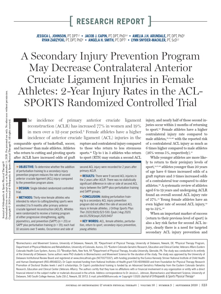 Jospt 2020 9407 PDF | PDF | Physical Therapy | Musculoskeletal System