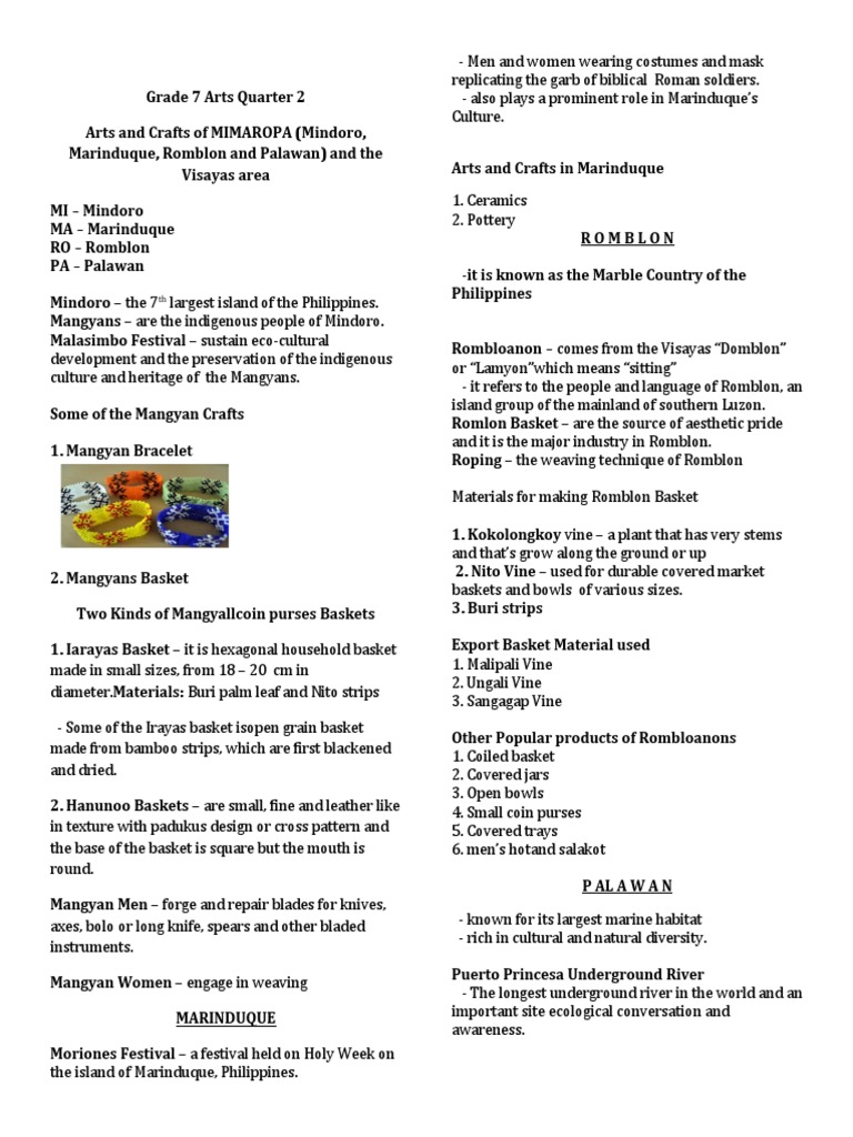 Arts and Crafts of MIMAROPA | PDF | Clothing