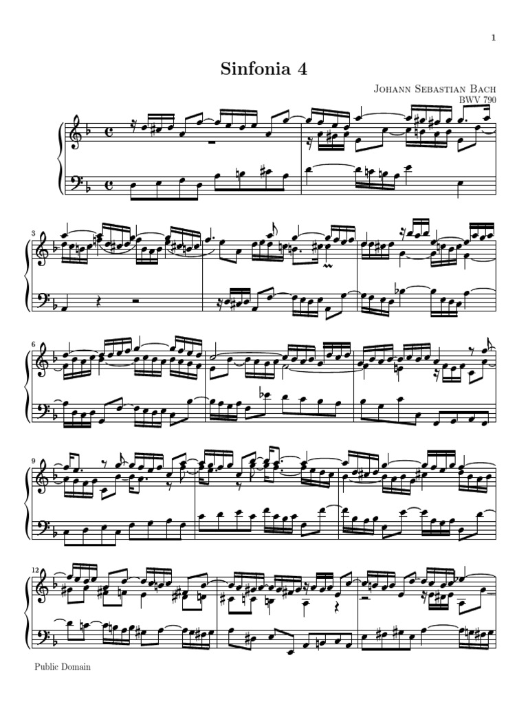Sinfonia 4: Johann Sebastian Bach | PDF | Bach Family | Christian Music