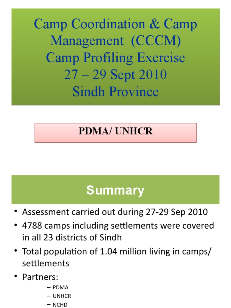 Camp Coordination & Camp Management (CCCM) Camp Profiling Exercise 27 ...