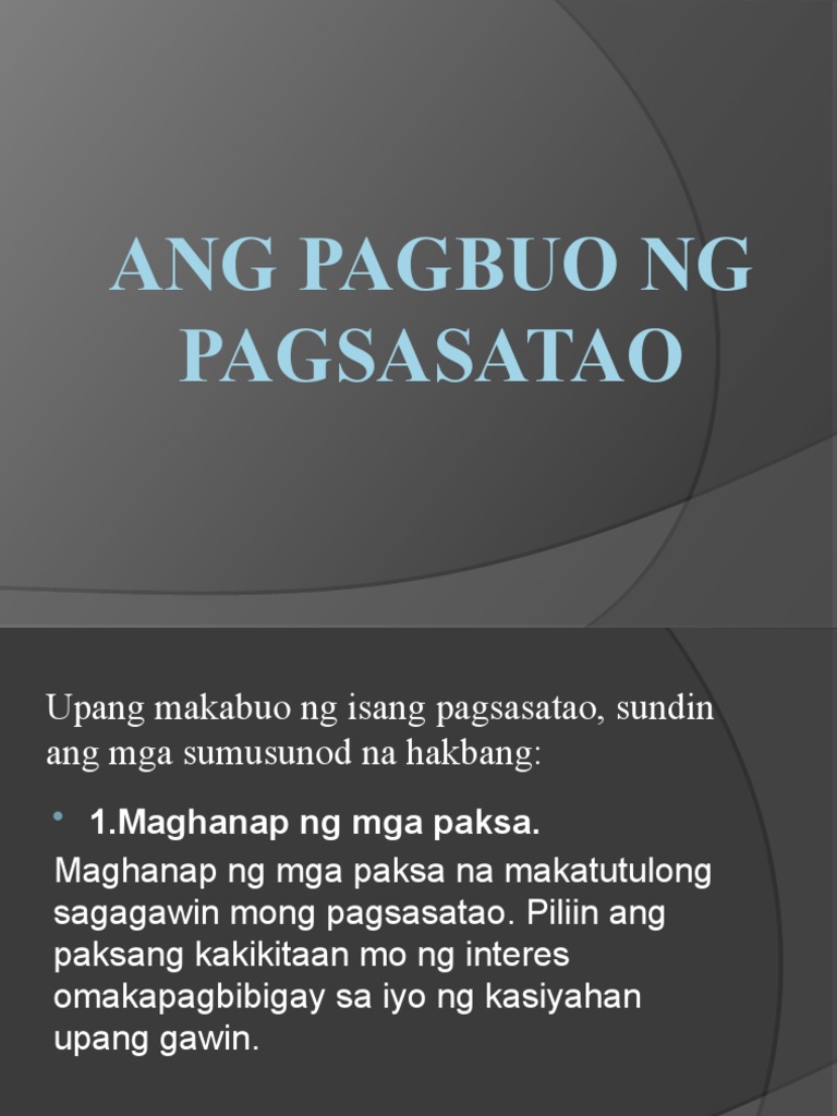 Ang Pagbuo NG Pagsasatao | PDF
