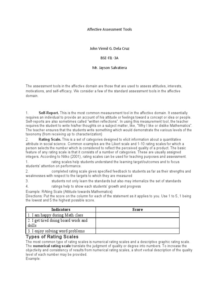 Affective Assessment Tools | PDF | Attitude (Psychology) | Likert Scale