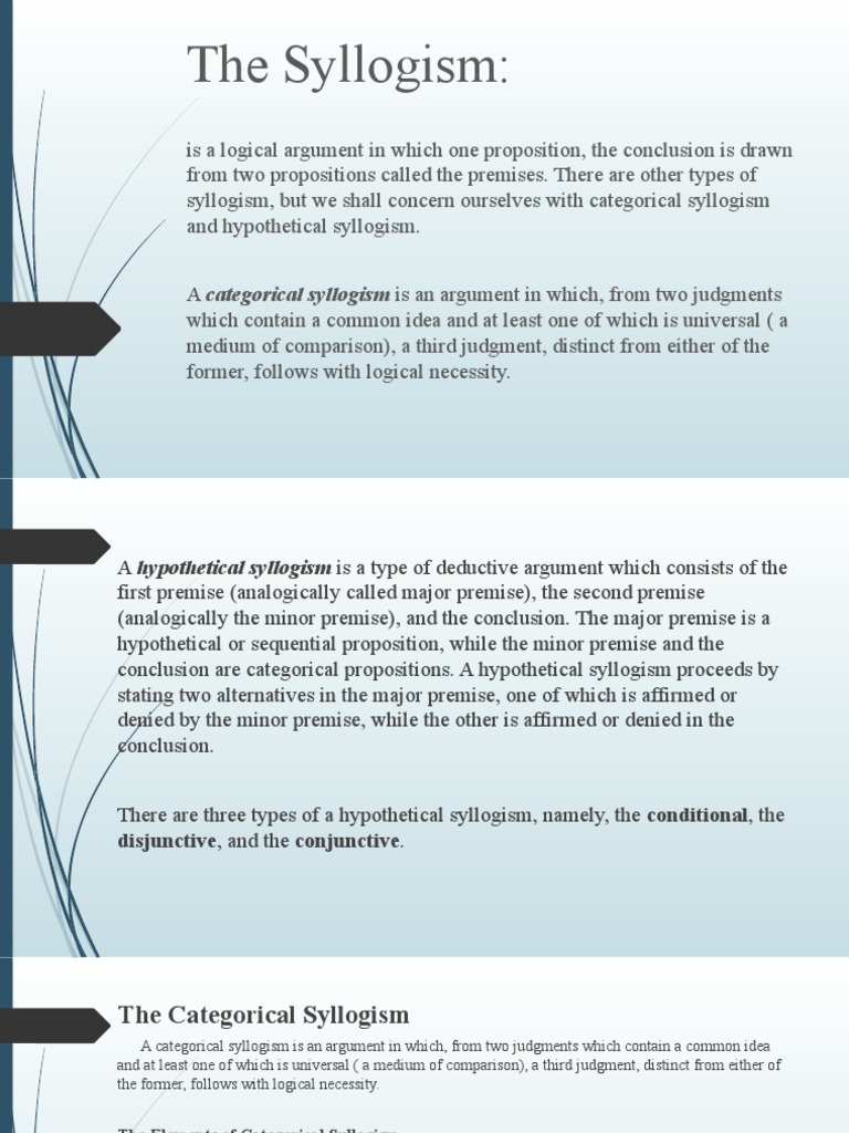 Categorical Syllogism | PDF | Logical Consequence | Deductive Reasoning