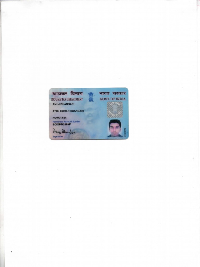 Anuj Sir Pan Card | PDF