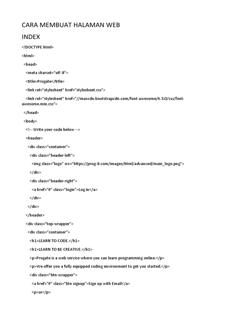 Cara Membuat Halaman Web | PDF | Html | World Wide Web