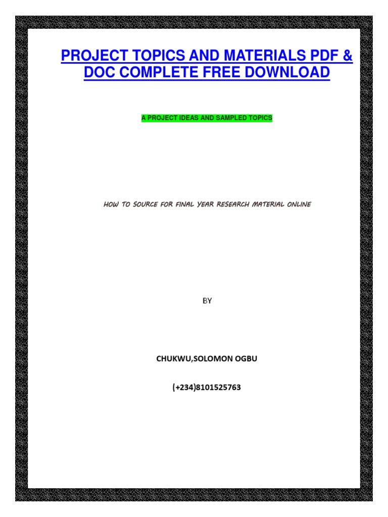 Free Final Year Project Topics and Research Materials PDF | PDF | Audit ...