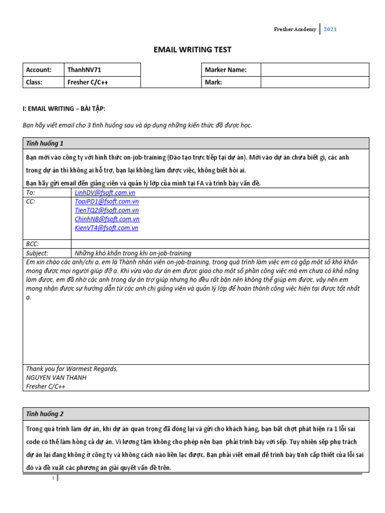 FA - Email Writing Test | PDF