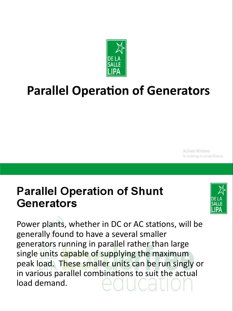 Elmachi1 - Lecture18 - (Parallel Operation of Generators) | PDF ...