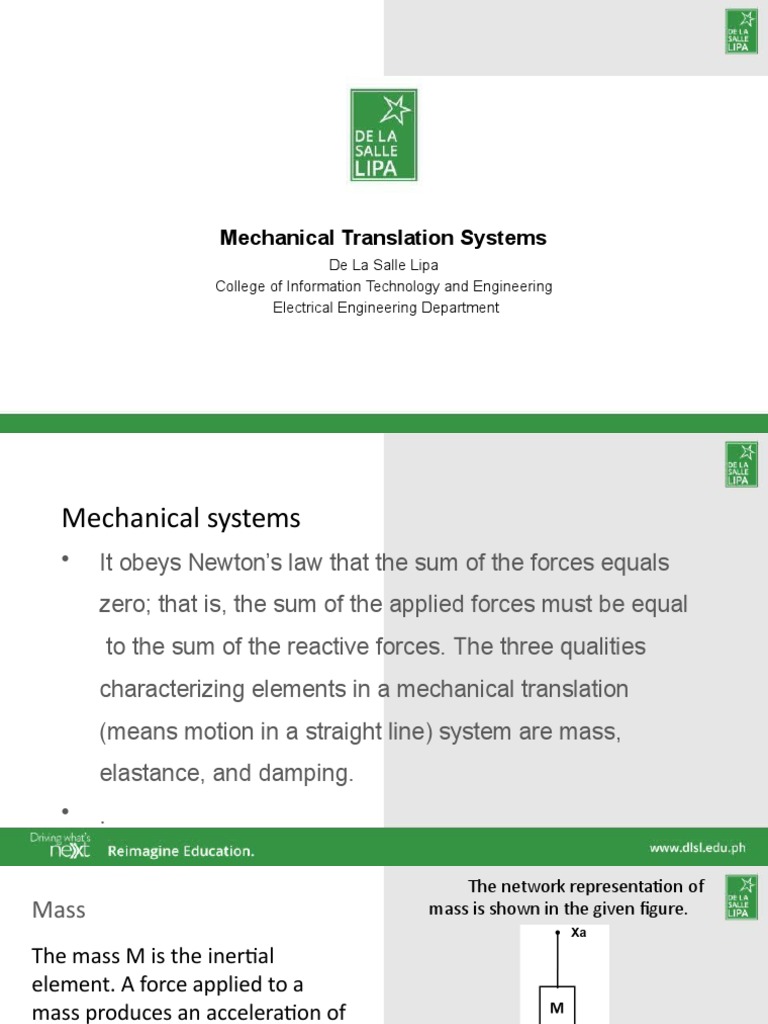 Mechanical Translation Systems | PDF | Force | Mass