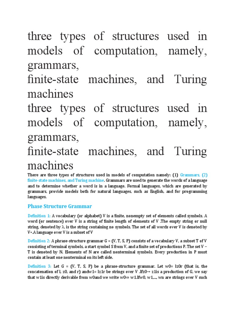 Phase Structure Grammar: Grammars, (2) Finite-State Machines, and ...
