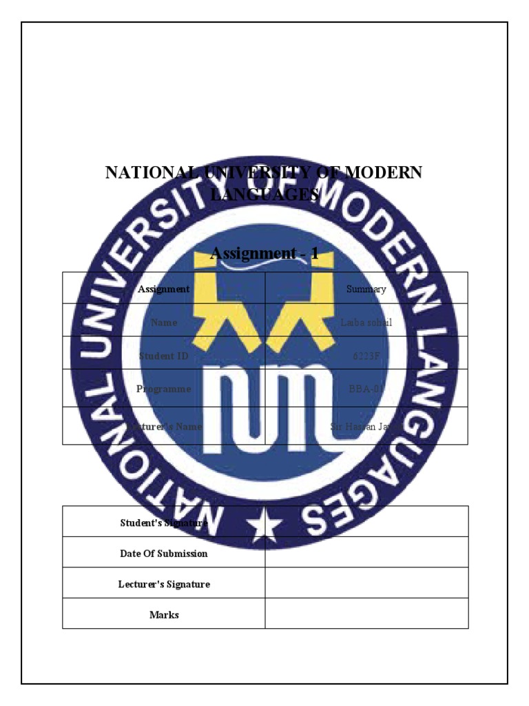 National University of Modern Languages Assignment - 1 | PDF | Arizona ...