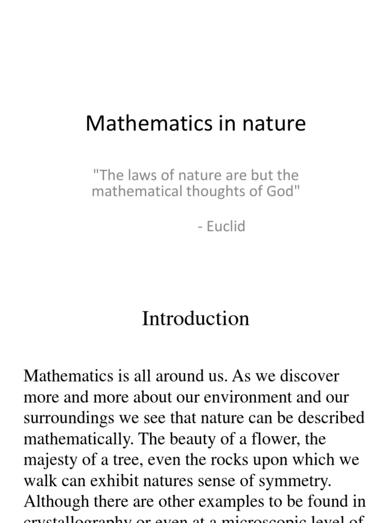 Mathematics in Nature: A Beautiful Connection | PDF | Pattern | Fractal