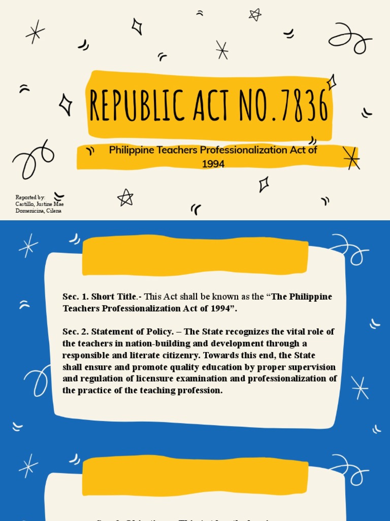 The Philippine Teachers Professionalization Act of 1994: Establishing a ...