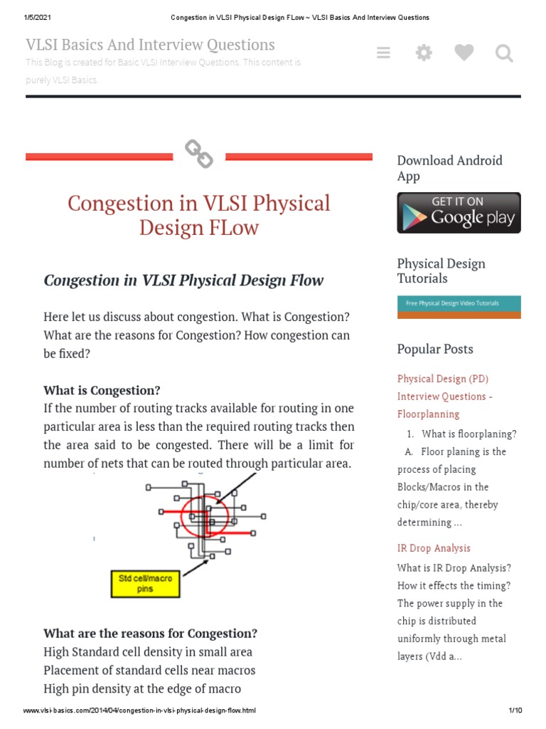 Congestion in VLSI Physical Design FLow - VLSI Basics and Interview ...
