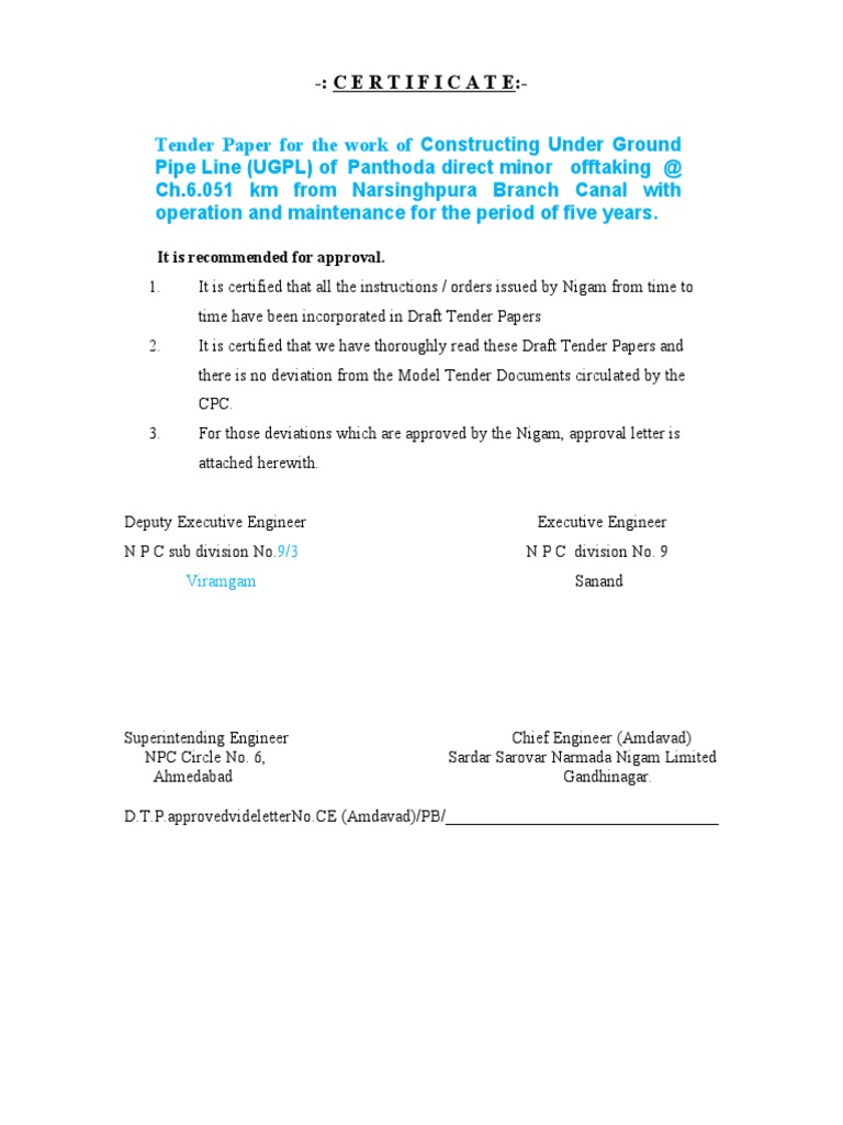 certificate:-: It Is Recommended For Approval | PDF