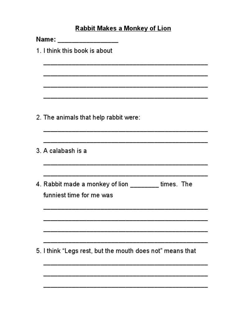 Rabbit Outsmarts Lion in Story | PDF | Language Arts & Discipline