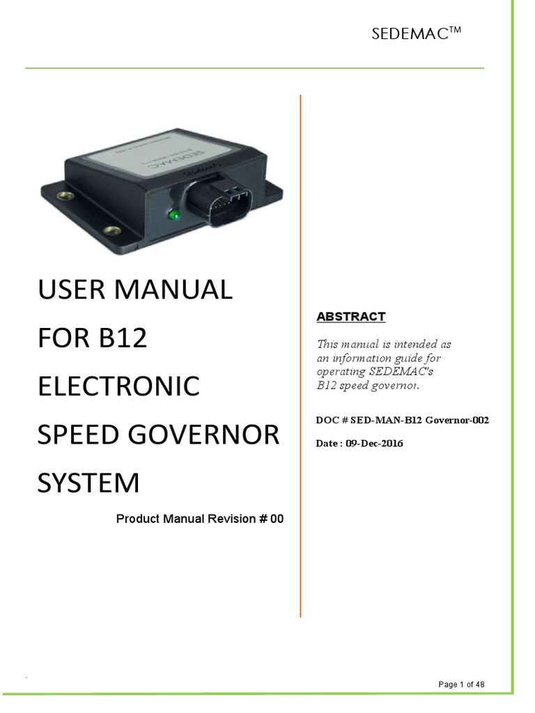 b12 User Manual For b12 Governor PDF | PDF | Throttle | Electric Motor