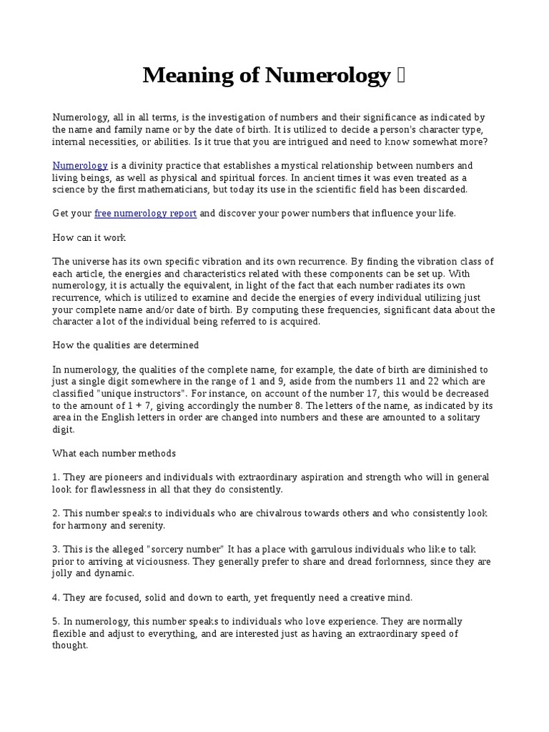 Numerology Guide | Download Free PDF | Numbers | Psychological Concepts