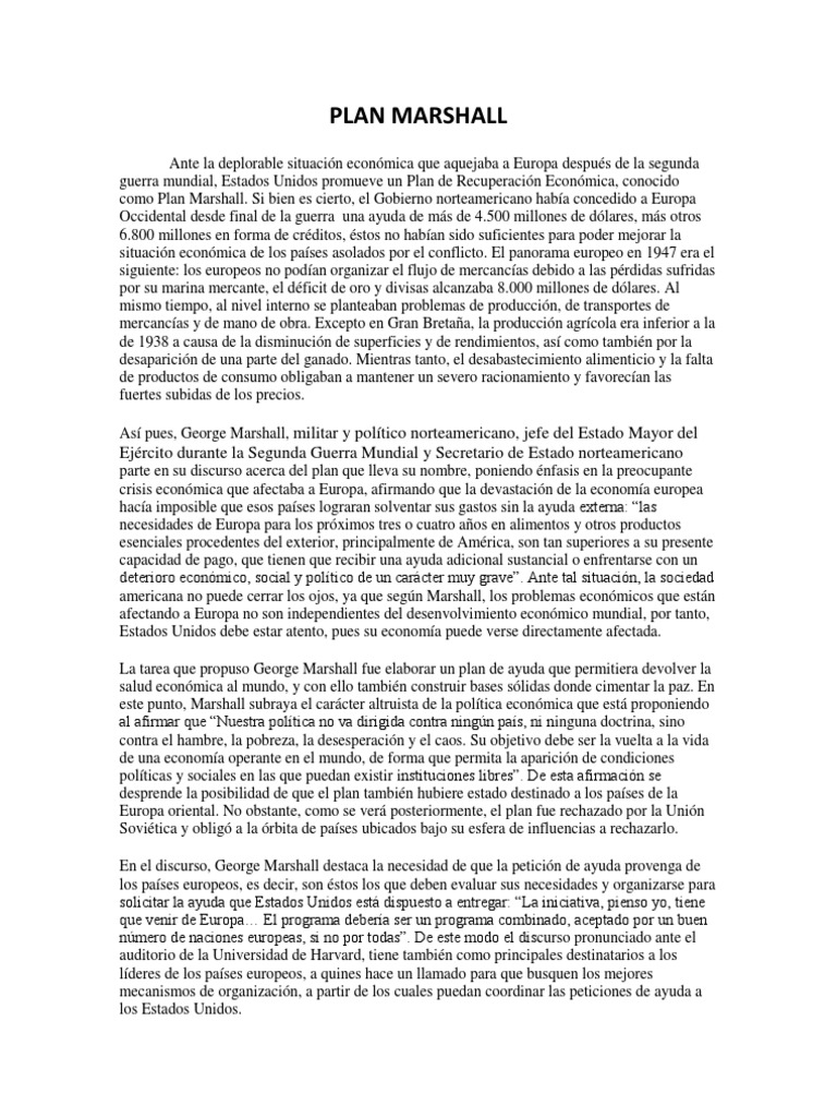 Plan Marshall | PDF | plan Marshall | Viajes por Europa