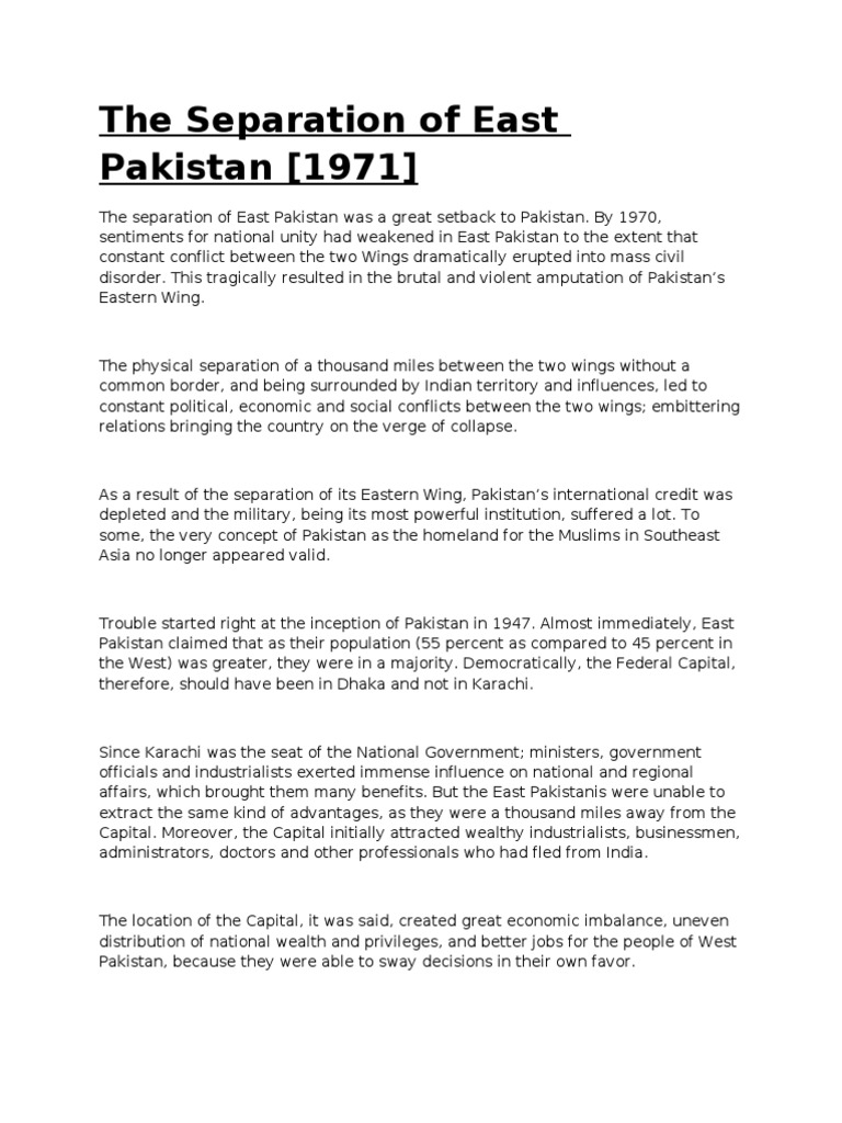 The Separation of East Pakistan (1971) | PDF | Pakistan | Military