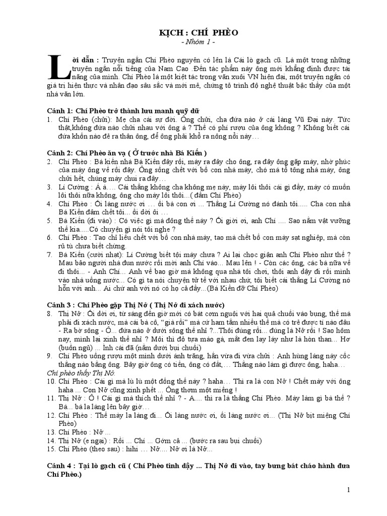 Kich Ban CHI PHEO Kich Hoc Duong | PDF