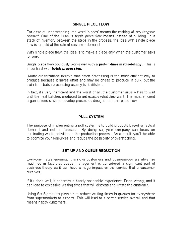 Single Piece Flow | PDF | Six Sigma | Goal