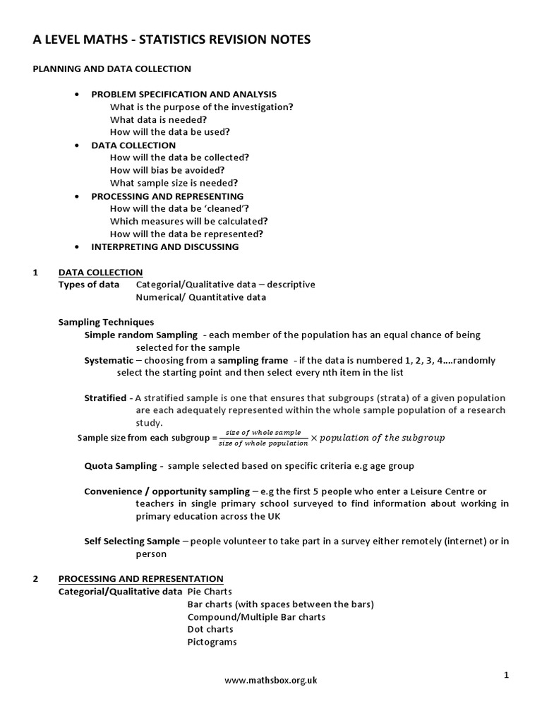 A Level Maths - Statistics Revision Notes | PDF | Correlation And ...