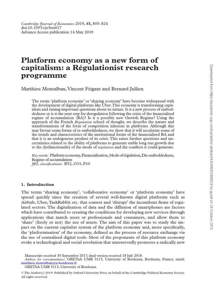 Platform Economy As A New Form of Capitalism: A Régulationist Research ...