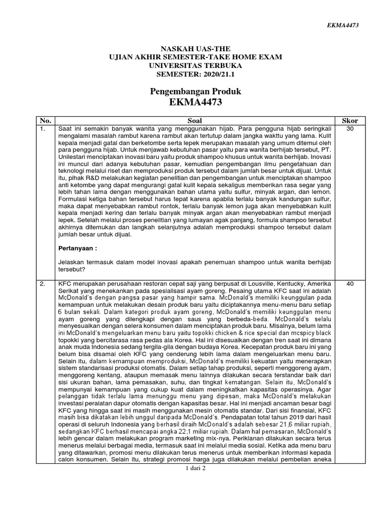 Naskah EKMA4473 The 1 | PDF