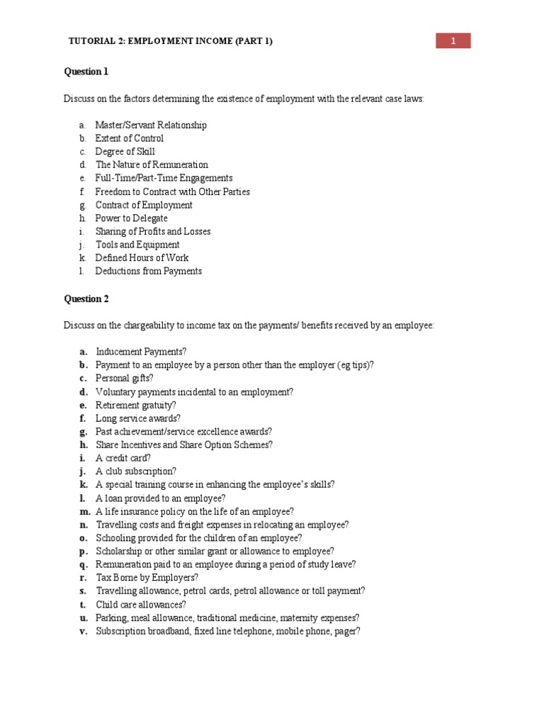 Employment Income Factors & Tax Implications | PDF
