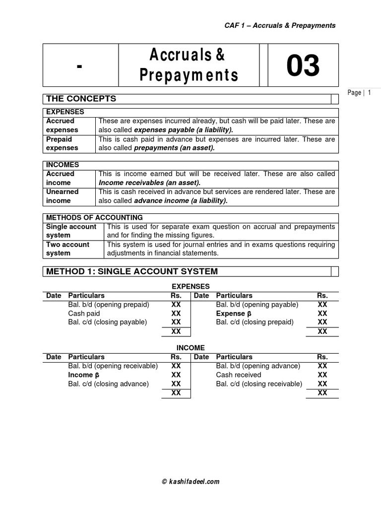 03 Accrual and Prepayments PDF | PDF | Accrual | Deferral