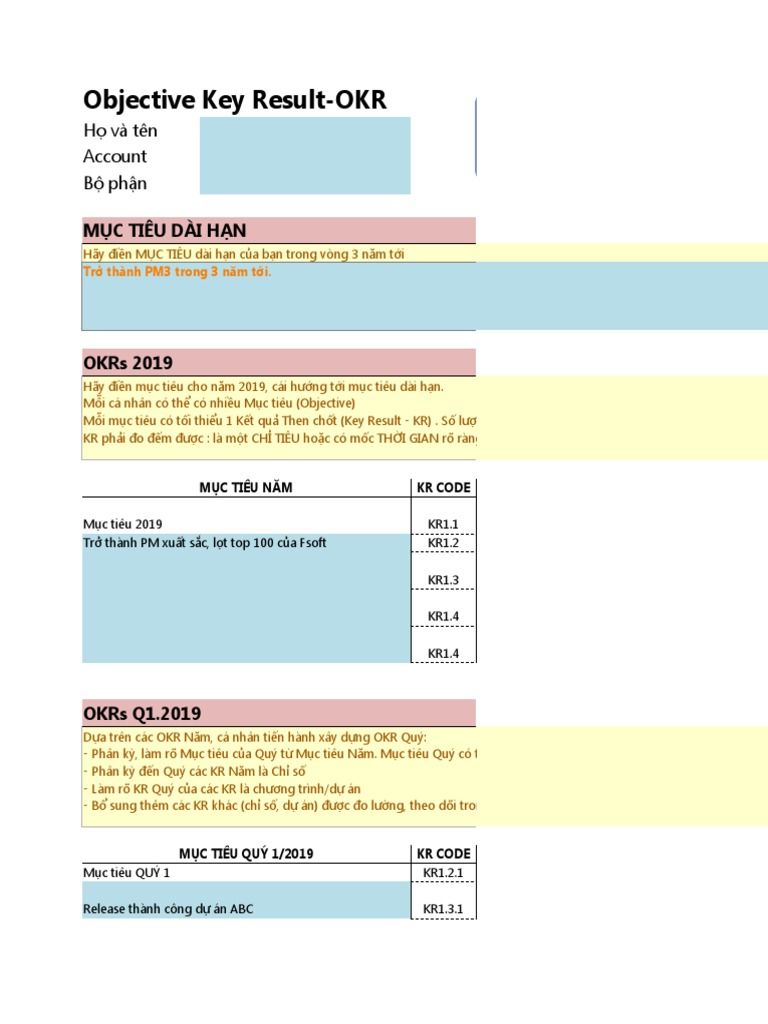 OKR Example PM, Dev, Tester | PDF