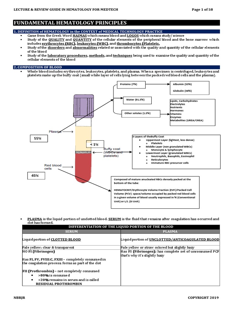 Lecture & Review Guide in HEMATOLOGY 1 & 2 (COMPLETE) | PDF ...
