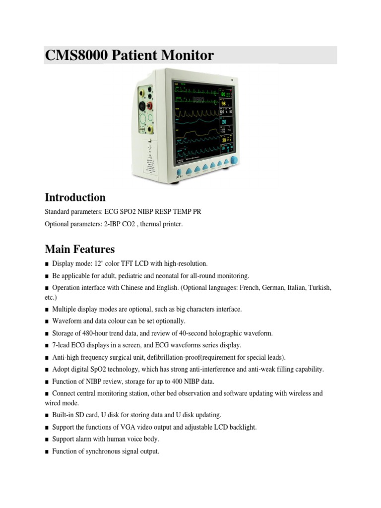 CMS8000 Patient Monitor | PDF