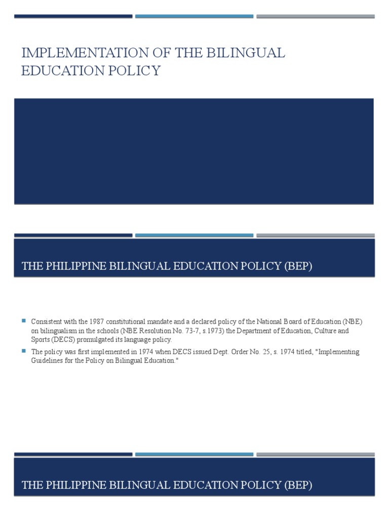 Implementation of The Bilingual Education Policy | PDF ...